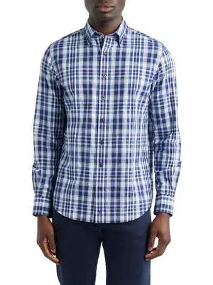 Johnnie-o Brentford Plaid Button-down Shirt - Navy