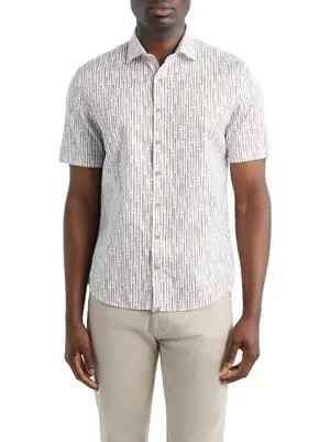 Johnnie-o Pendola Stripe Short Sleeve Button-up Shirt - White