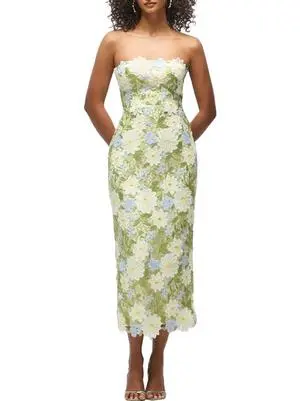Dessy Collection Floral Appliqué Strapless Cocktail Dress - Daisy Multi