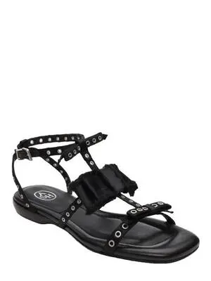 Ash Studded Ankle Strap Slide Sandal - Black