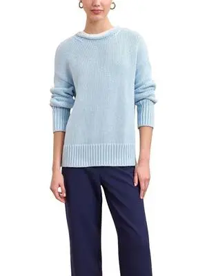 LA LIGNE Marina Rollneck Cotton Sweater - Light Blue
