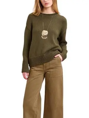 LA LIGNE Marina Rollneck Cotton Sweater - Olive