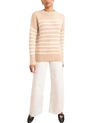 LA LIGNE Marin Striped Wool-cashmere Sweater - Camel/cream