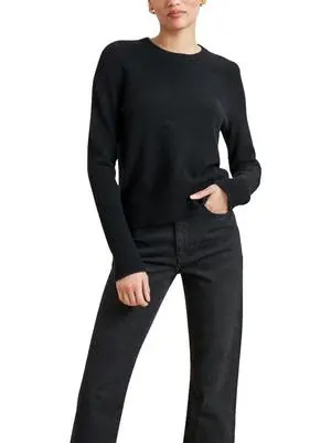 LA LIGNE Solid Lean Lines Cashmere Sweater Black