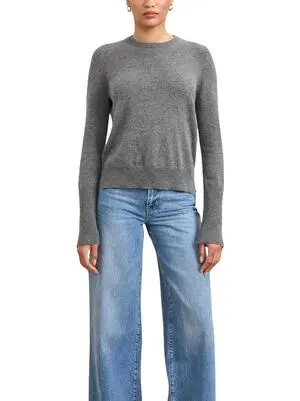 LA LIGNE Solid Lean Lines Cashmere Sweater Grey