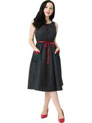 SMAK PARLOUR Tulip Pocket Swing Dress - Black Rose