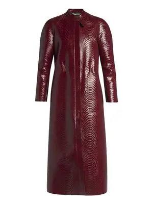 TOM FORD Snake-Embossed Calfskin Leather Long Coat Er452 Ruby