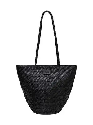 ECOTORIE Cotorie Arlington Woven Leather Bucket Bag - Black