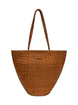 ECOTORIE Cotorie Arlington Woven Leather Bucket Bag - Tan