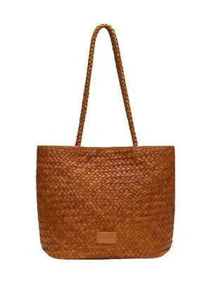 Écotorie Lubbock Woven Leather Tote Bag - Tan