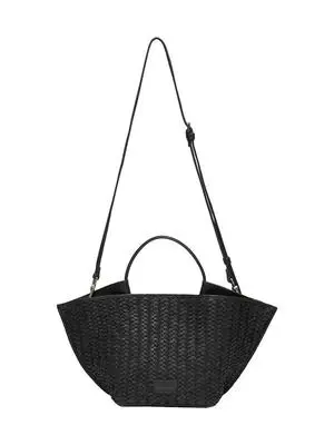 ECOTORIE Small Woven Crossbody Bag - Black