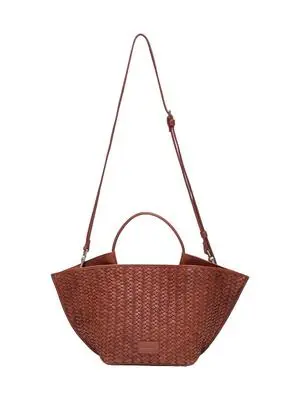 ECOTORIE Small Woven Crossbody Bag - Brandy