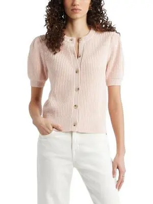 Nordstrom Elbow Sleeve Cardigan - Pink Wisp