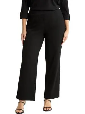 Anne Klein Ridge Knit Wide Leg Pants - Anne Black
