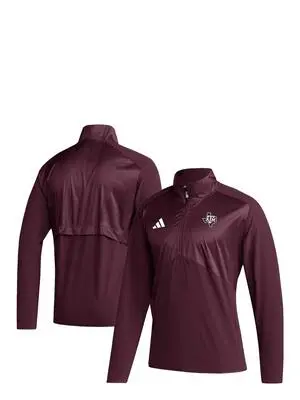 Adidas Texas A&m Aggies Sideline Aeroready Quarter-zip Jacket - Maroon