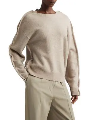 AISLING CAMPS Sculpted Wool Blend Pullover Sweater - Sand