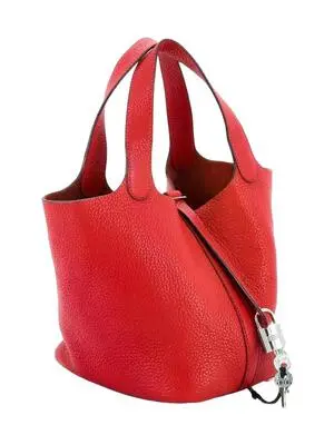 Hermès Picotin Lock Bag Clemence Pm Bucket Bag - Red
