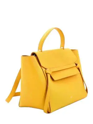 Celine Belt Bag Textured Leather Mini Shoulder Bag - Yellow