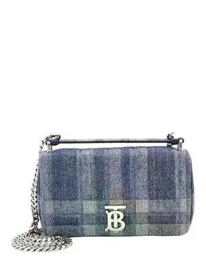 Burberry Lola Crossbody Bag Quilted Printed Denim - Blue