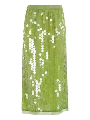 SEMICOUTURE Iris Sequin-embellished Midi Skirt - Green