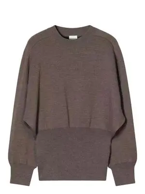Closed Long-sleeve Crew-neck Sweater - Brown