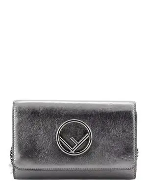 Fendi Wallet On Chain Leather Mini Shoulder Bag - Grey