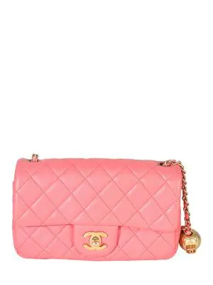 Chanel Quilted Lambskin Pearl Crush Rectangular Flap Bag - Pink