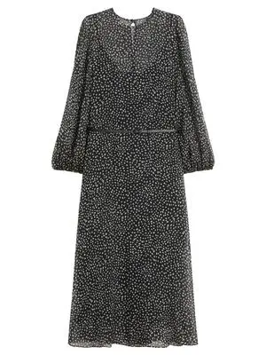 Max Mara Printed Chiffon Long Dress - Black
