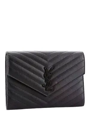 Saint Laurent Classic Monogram Envelope Wristlet - Black