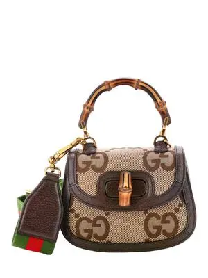 Gucci Bamboo 1947 Top Handle Jumbo Gg Canvas Mini Crossbody Bag - Brown