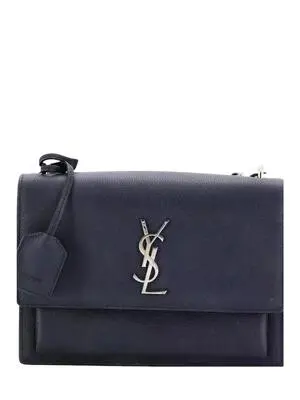 Saint Laurent Sunset Leather Medium Crossbody Bag - Blue
