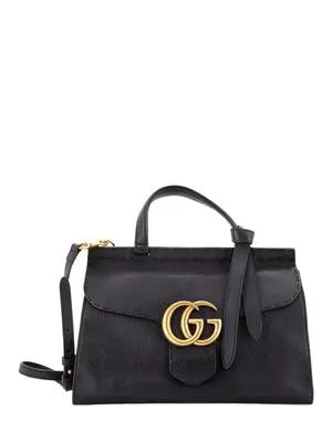 Gucci Gg Marmont Top Handle Small Satchel - Black