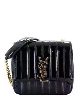 Saint Laurent Vicky Vertical Quilted Patent Medium Crossbody Bag - Black