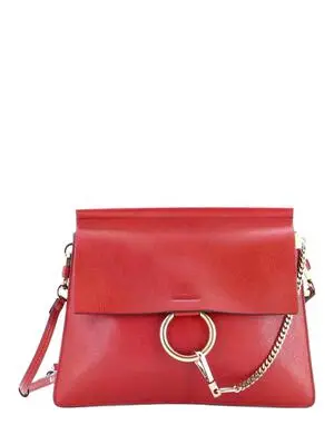 Chloé Faye Leather Medium Shoulder Bag - Red