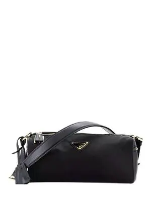 Prada Padlock Bauletto Re-nylon Medium Shoulder Bag - Black
