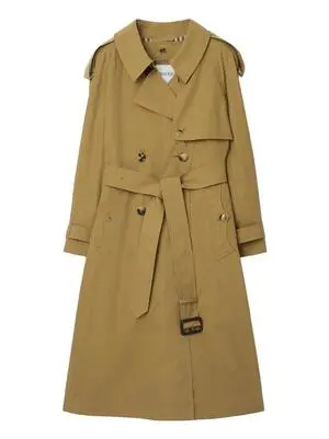 Burberry Long Canvas Fitzrovia Trench Coat - Lignum Brown