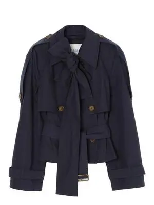 Burberry Short Canvas Trerose Trench Coat - Silhouette Blue