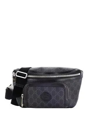 Gucci Interlocking G Patch Gg Coated Canvas Large Belt Bag - Black