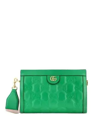 Gucci Gg Matelassé Leather Small Shoulder Bag - Green