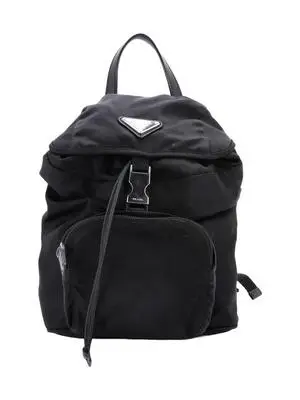 Prada Single Buckle Pocket Tessuto Small Backpack - Black