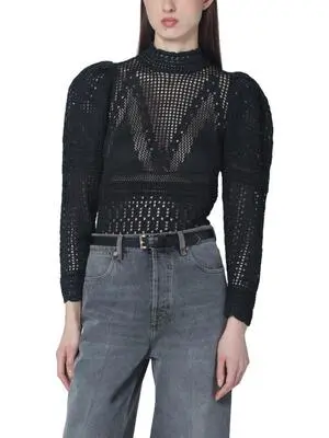 Isabel Marant Dahara Openwork Knit Top - Black