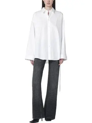 Balenciaga Cotton Shirt With Lace-up Details - White