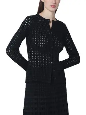 Simkhai Mabel Openwork Knit Cardigan - Black