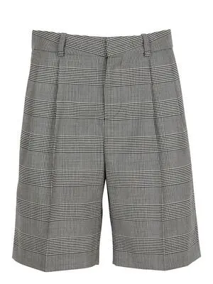 Balmain Virgin Wool-blend Check Bermuda Shorts - Black