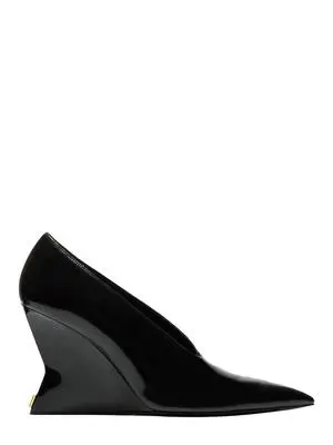 Balmain 95mm Patent Leather Wedged Pumps - Black