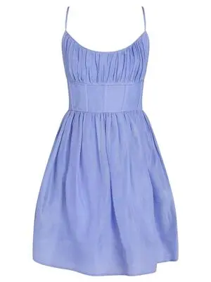 Zimmermann Ruched Linen And Silk-blend Mini Dress - Lavender