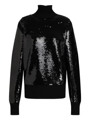 JOSEPH Sequined Wool-blend Turtleneck Sweater - Black