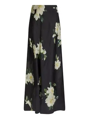 Zimmermann Floral-print Silk-organza Maxi Skirt - Black