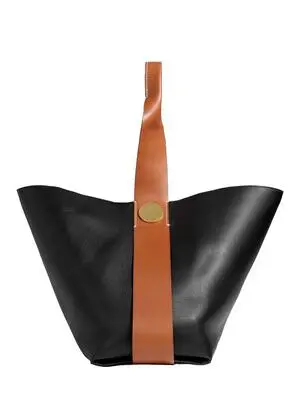 JIL SANDER Two-tone Leather Tote - Black