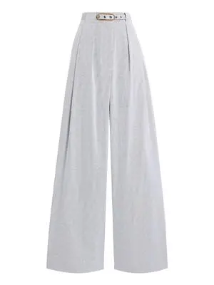 Zimmermann Belted Pinstriped Wide-leg Pants - Blue